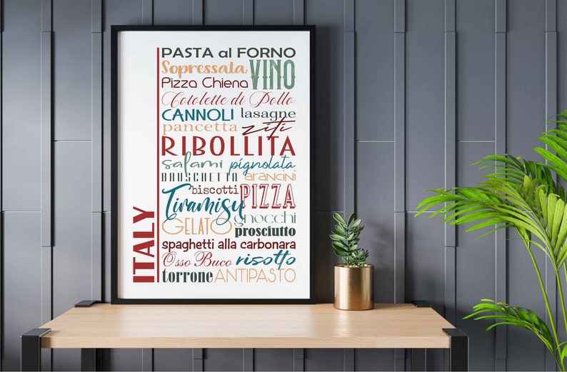 Italy Food Sign Printable Wall Art Traditional Italian - Etsy