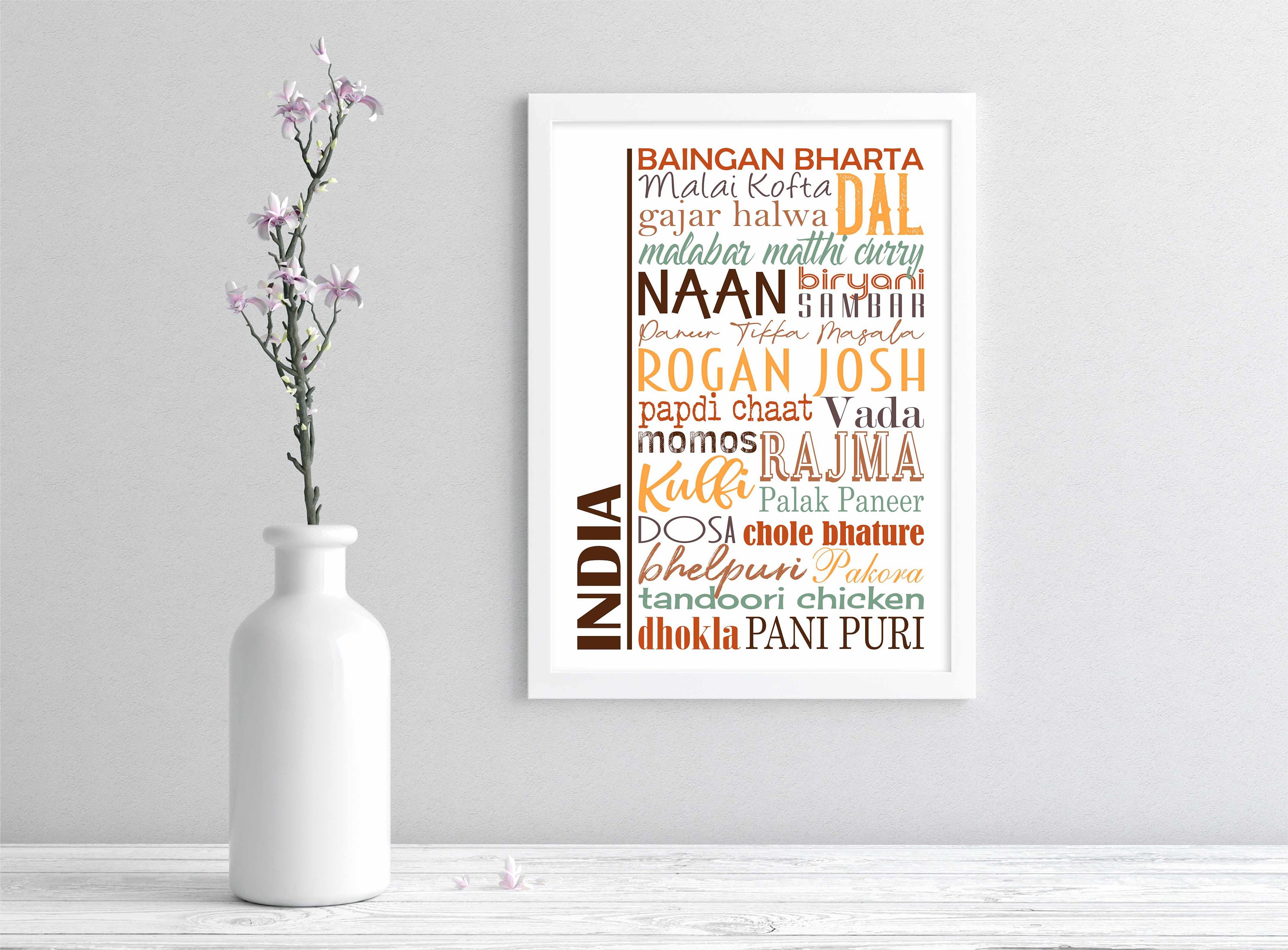 India Food Sign Printable Wall Art Traditional Indian Dishes Food List ...