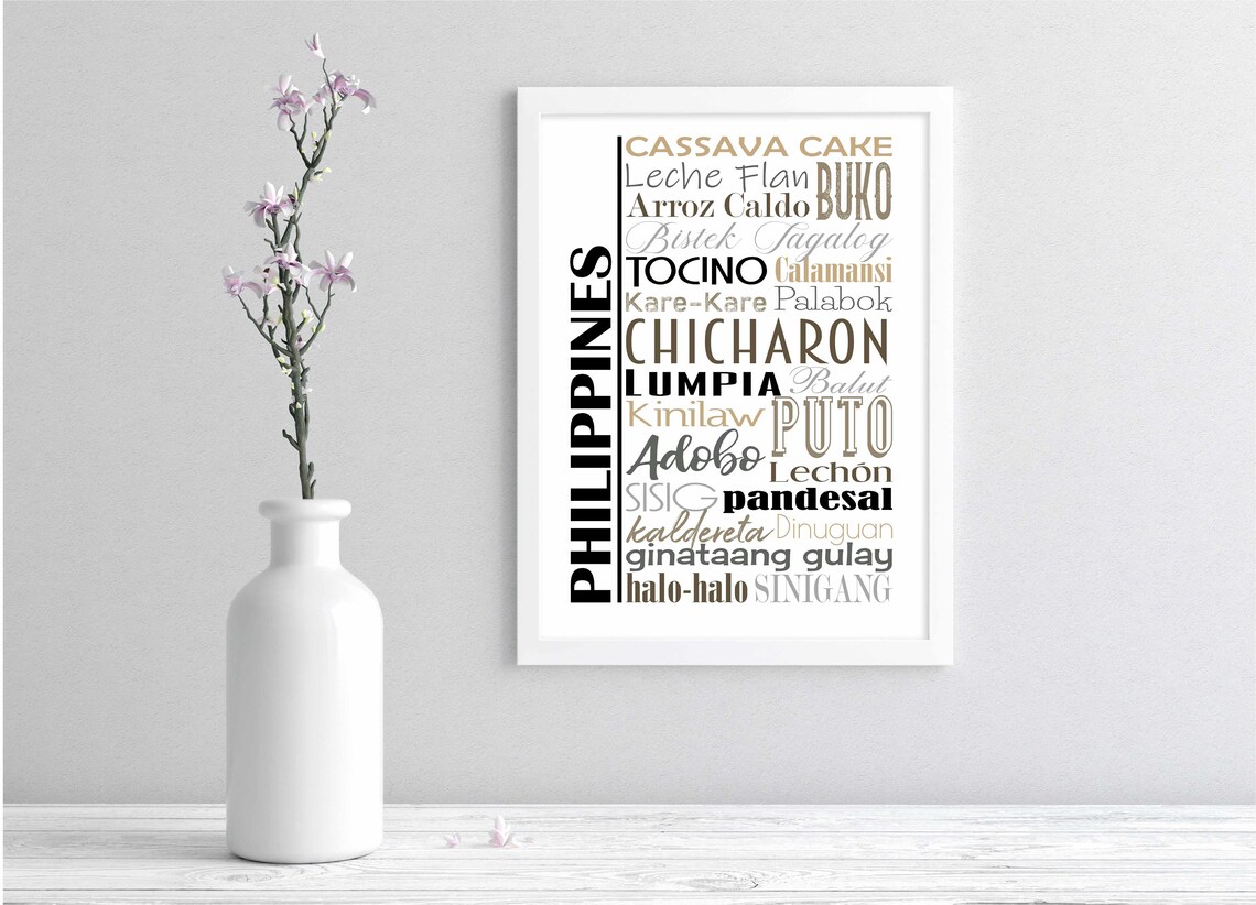 Philippines Food Sign Printable Wall Art Traditional Filipino Dishes ...