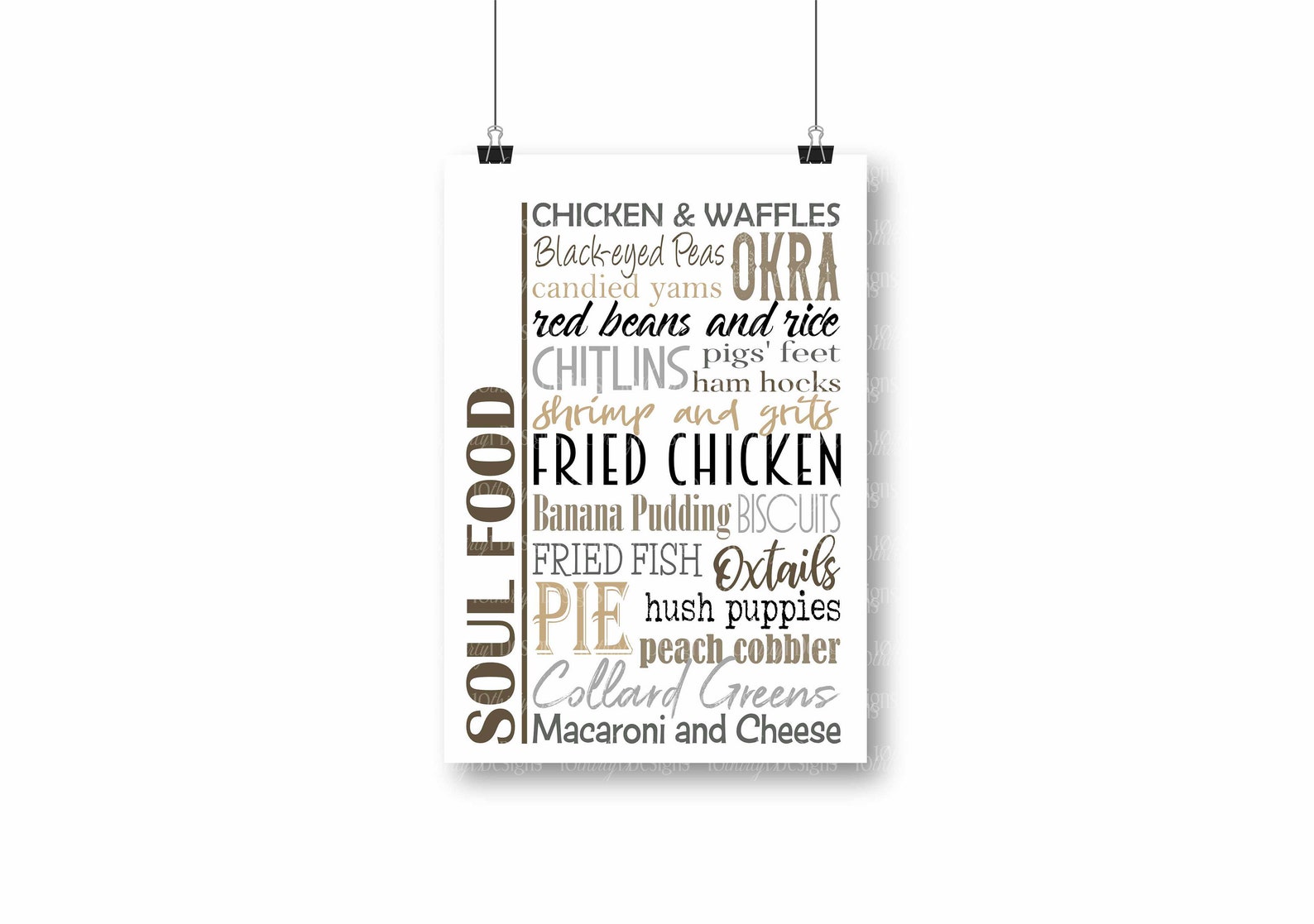 Soul Food Sign Printable Wall Art | Traditional Southern Soul Food ...