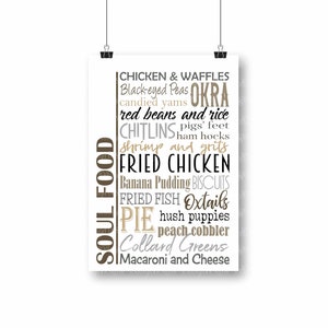 Soul Food Sign Printable Wall Art | Traditional Southern Soul Food ...