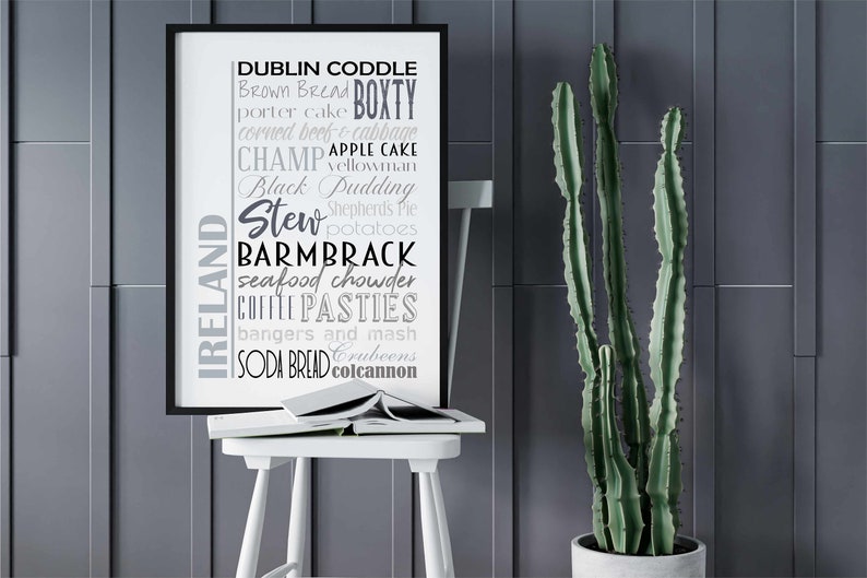 Ireland Food Sign Printable Wall Art Traditional Irish Dishes Food List ...
