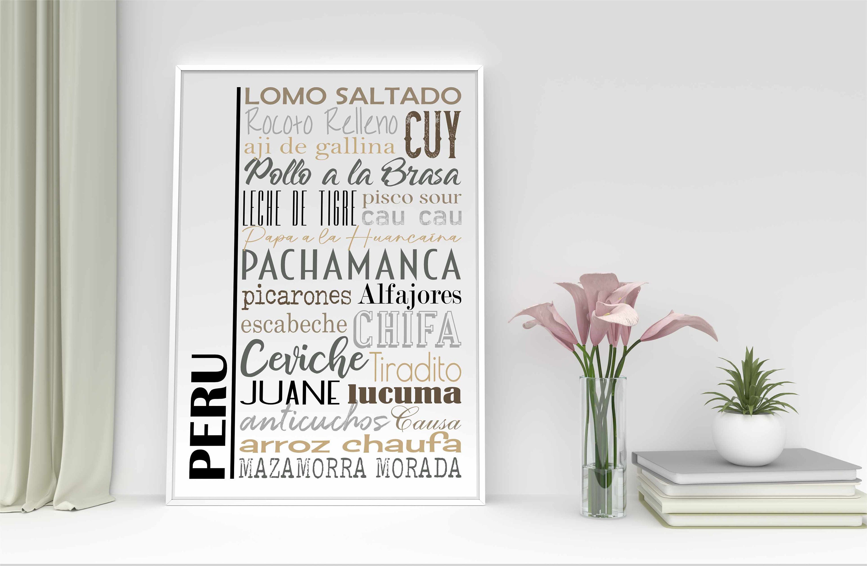 Peru Food Sign Printable Wall Art Traditional Peruvian Dishes Food List ...