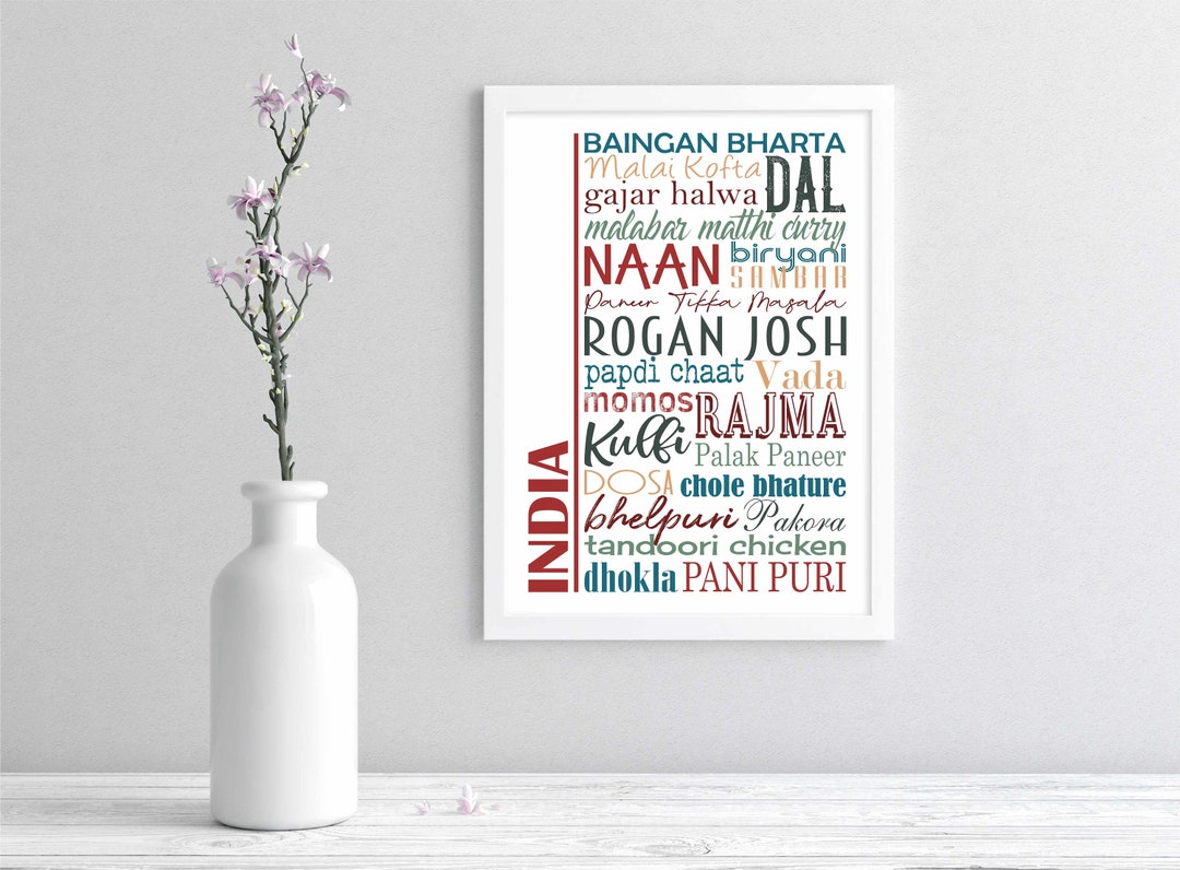 India Food Sign Printable Wall Art Traditional Indian Dishes - Etsy