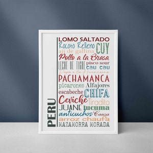 Peru Food Sign Printable Wall Art Traditional Peruvian Dishes Food List ...