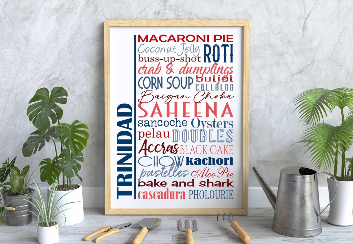 Trinidad Food Sign Printable Wall Art Traditional Trinidadian Dishes ...