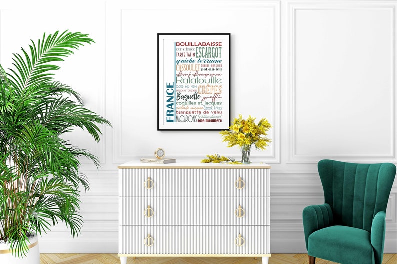 France Food Sign Printable Wall Art Traditional French Dishes Food List ...