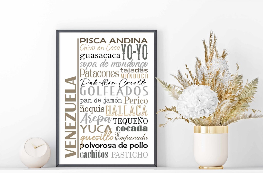 Venezuela Food Sign Printable Wall Art Traditional Venezuelan Dishes ...
