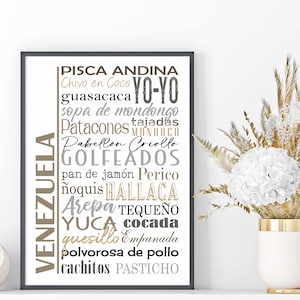 Venezuela Food Sign Printable Wall Art Traditional Venezuelan Dishes ...