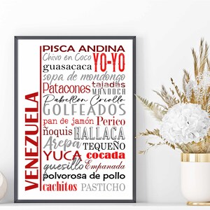 Venezuela Food Sign Printable Wall Art Traditional Venezuelan Dishes ...