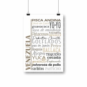 Venezuela Food Sign Printable Wall Art Traditional Venezuelan Dishes ...