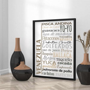 Venezuela Food Sign Printable Wall Art Traditional Venezuelan Dishes ...