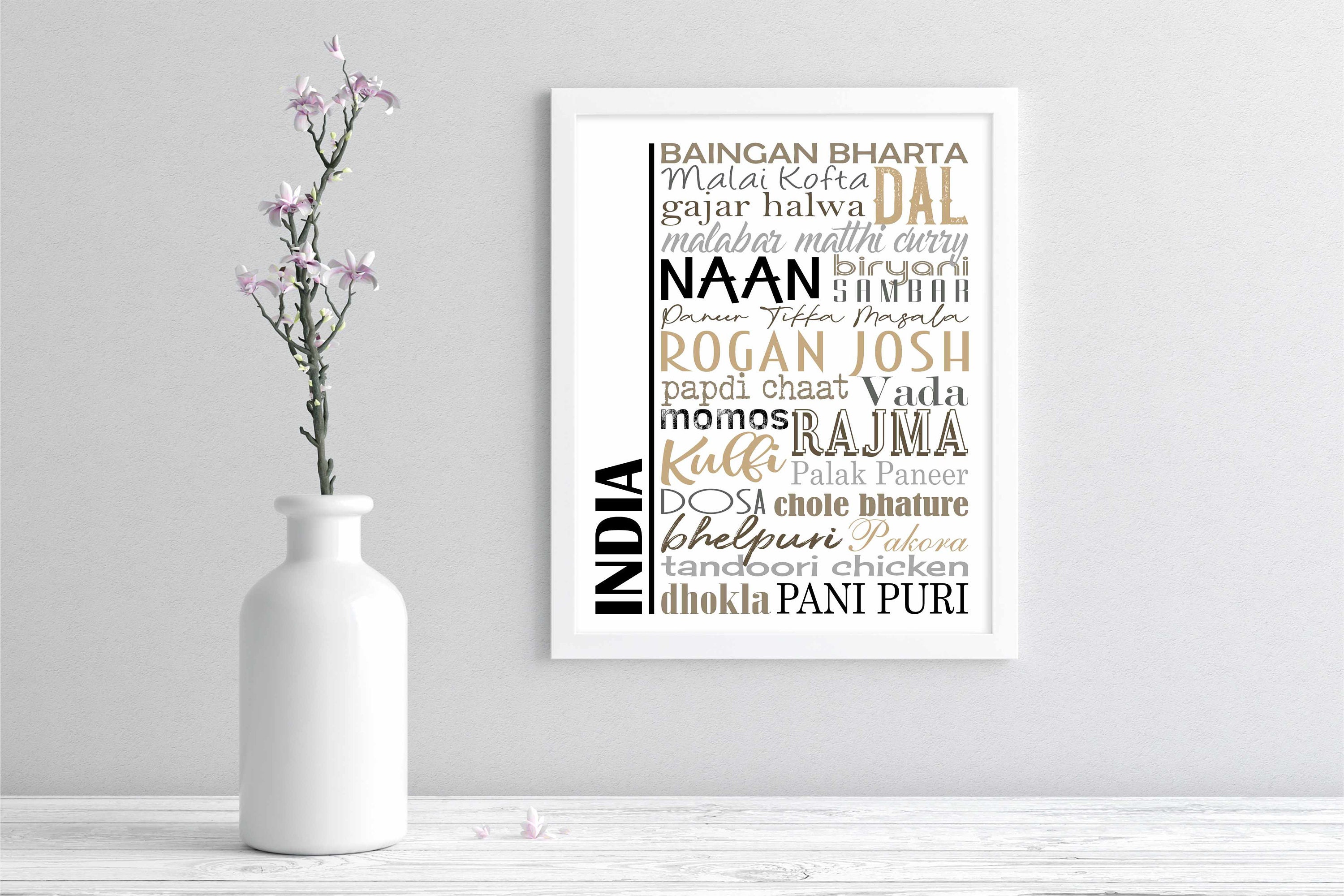 India Food Sign Printable Wall Art Traditional Indian Dishes Food List ...