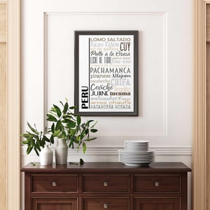 Peru Food Sign Printable Wall Art Traditional Peruvian Dishes Food List ...