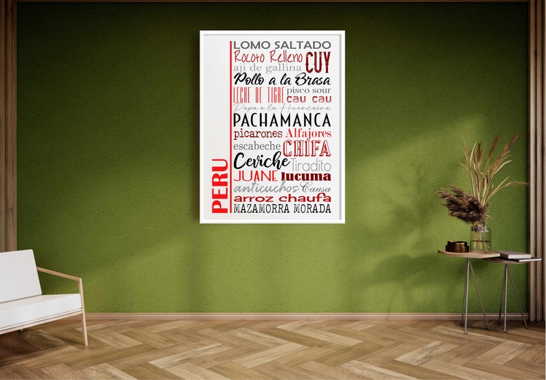 Peru Food Sign Printable Wall Art Traditional Peruvian Dishes Food List ...