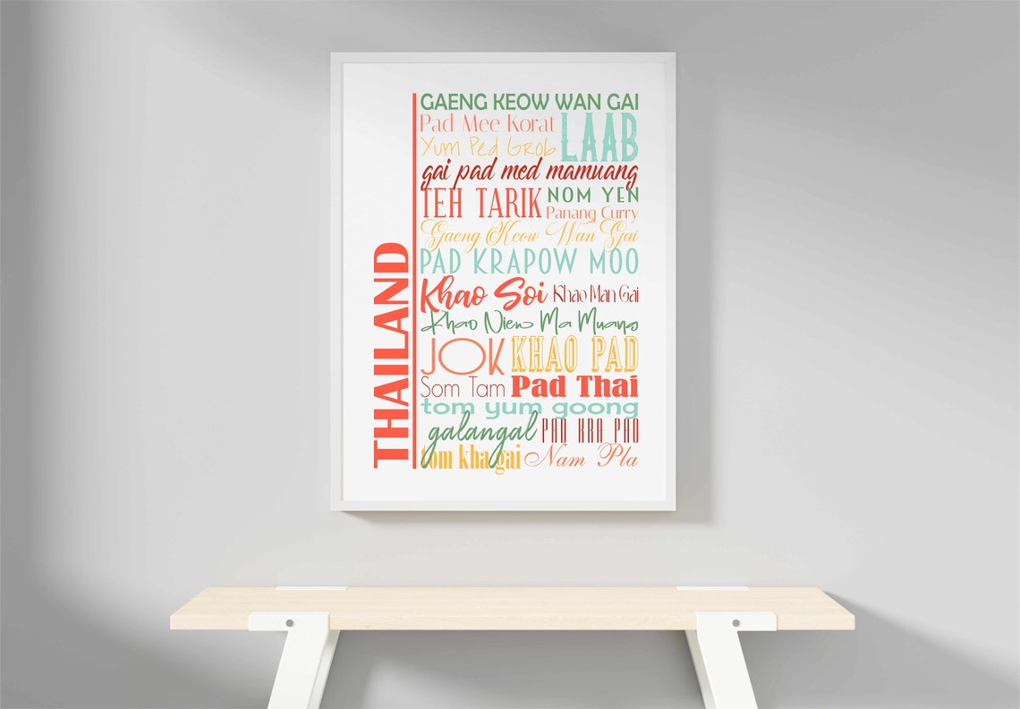Thailand Food Sign Printable Wall Art Traditional Thai - Etsy