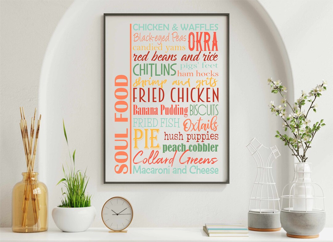 Soul Food Sign Printable Wall Art Traditional Southern Soul Food Dishes ...