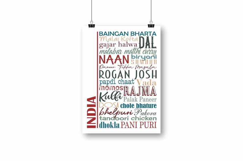 India Food Sign Printable Wall Art Traditional Indian Dishes - Etsy