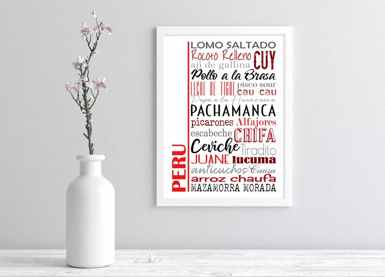 Peru Food Sign Printable Wall Art Traditional Peruvian Dishes Food List ...