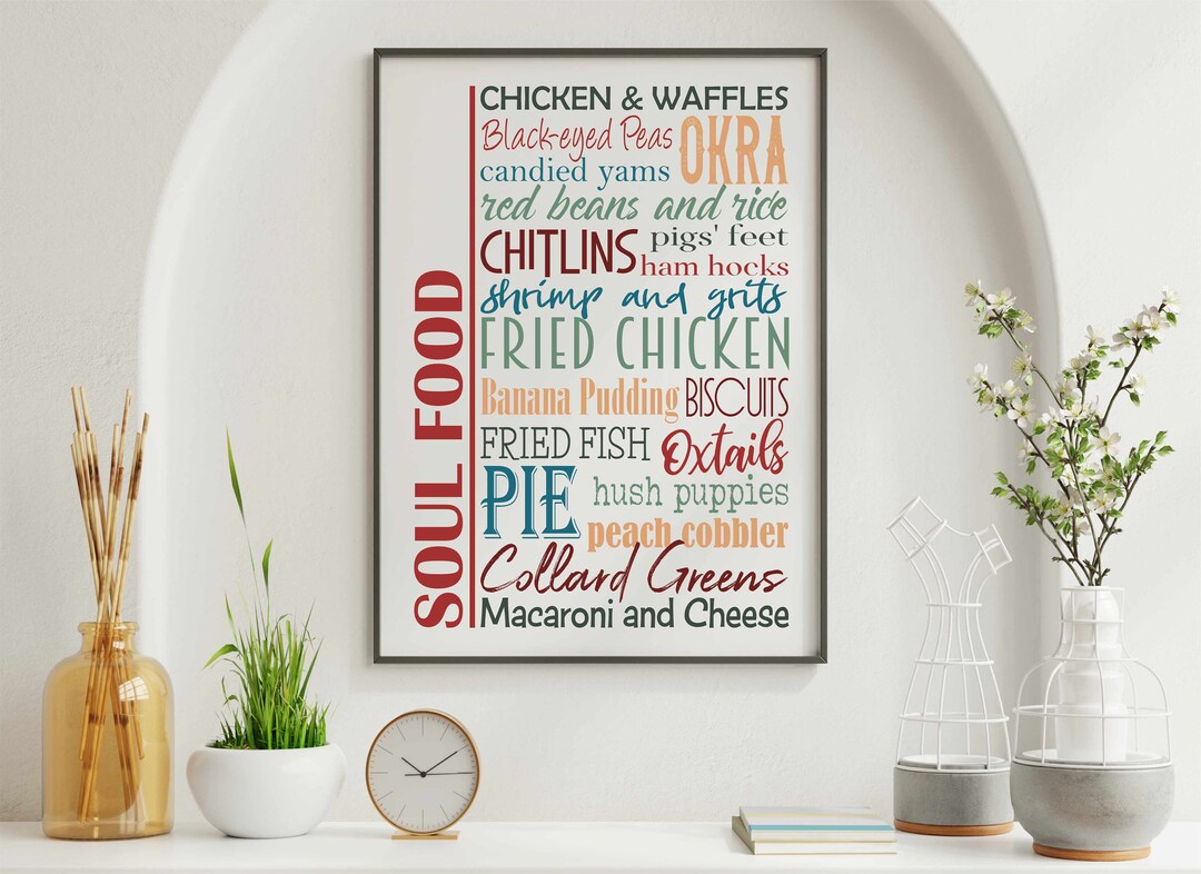 Soul Food Sign Printable Wall Art Traditional Southern Soul Food Dishes ...