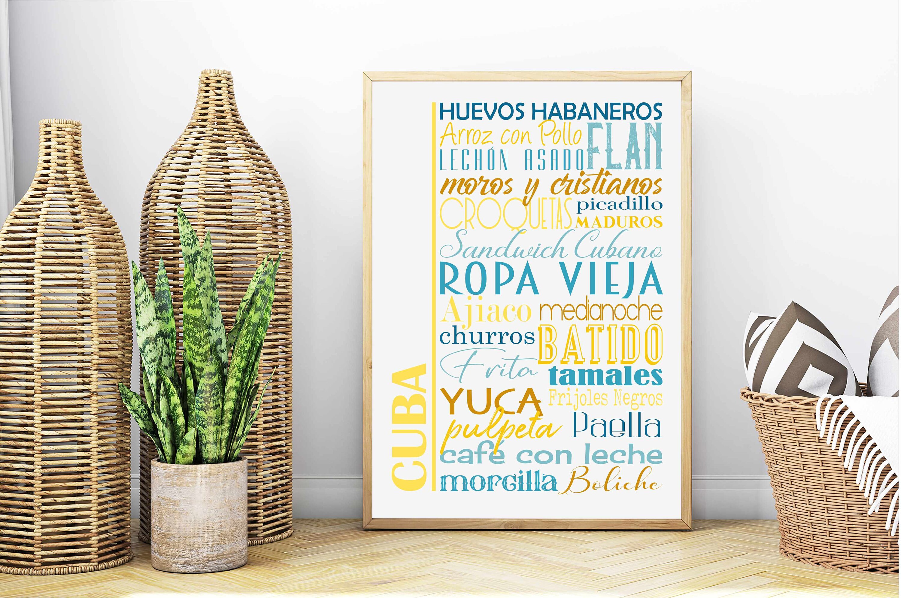 Cuba Food Sign Printable Wall Art Traditional Cuban Dishes Food List ...
