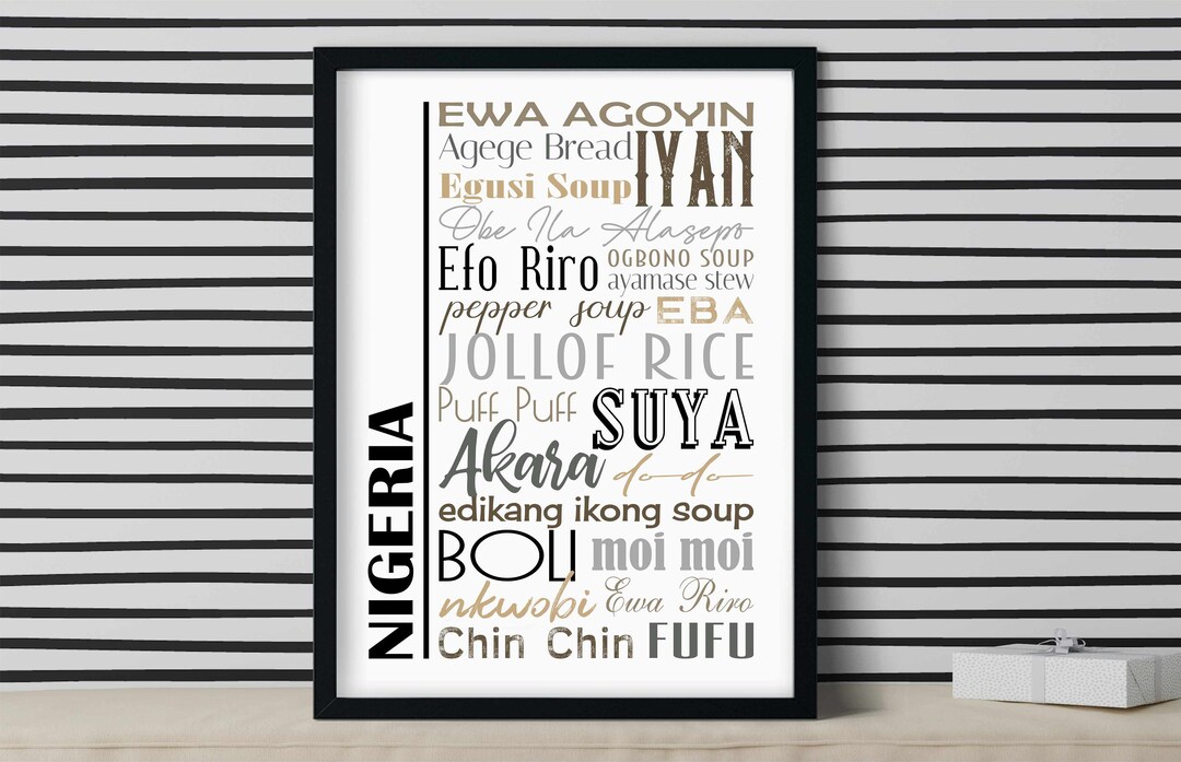 Nigeria Food Sign Printable Wall Art Traditional Nigerian Dishes Food ...