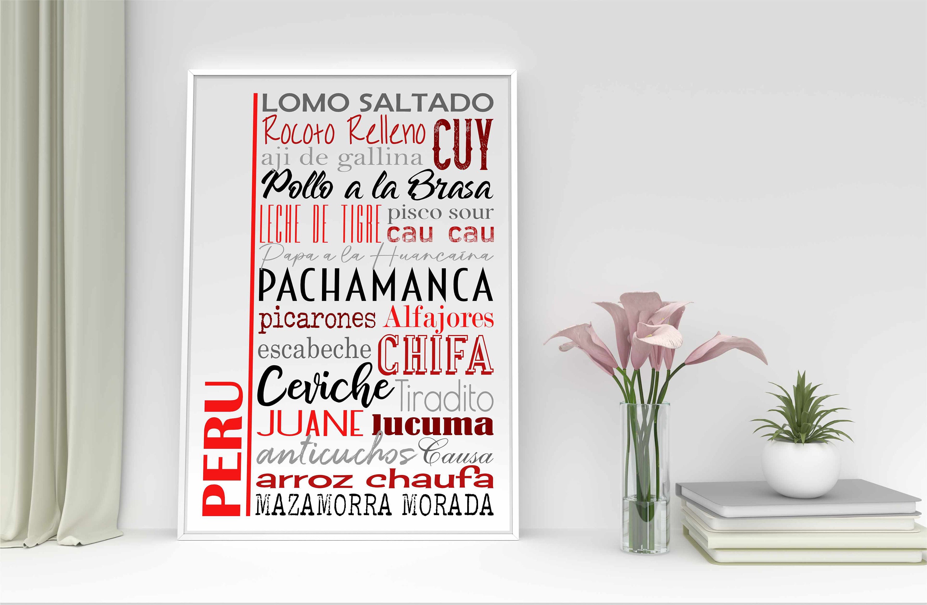 Peru Food Sign Printable Wall Art Traditional Peruvian Dishes Food List ...