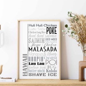 Hawaii Food Sign Printable Wall Art Traditional Hawaiian Dishes Food ...
