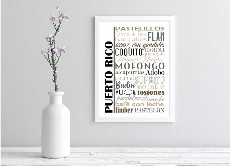 Puerto Rico Food Sign Printable Wall Art Traditional Puerto Rican ...