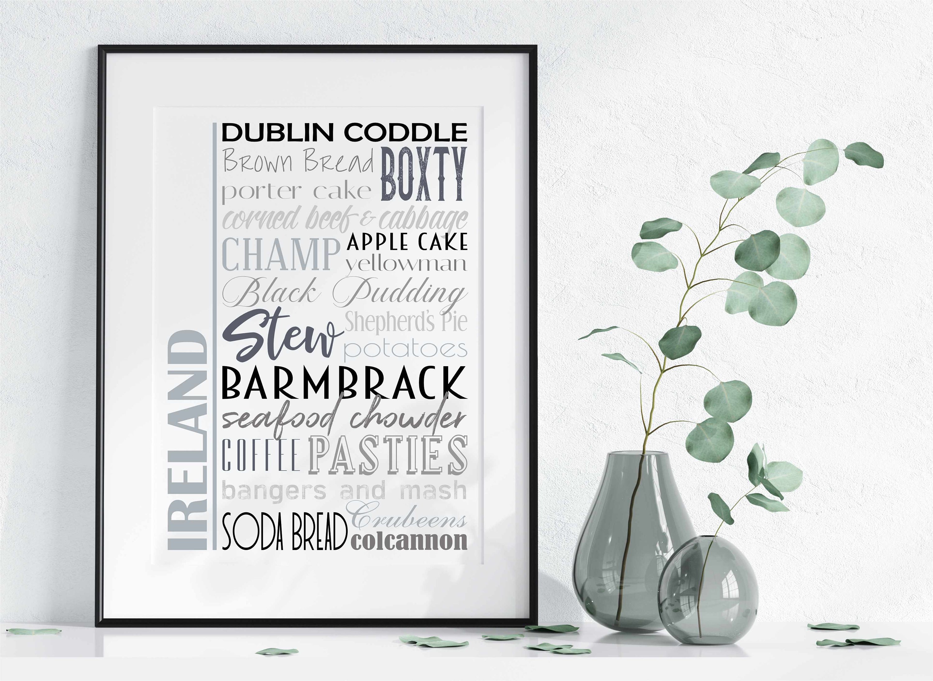 Ireland Food Sign Printable Wall Art Traditional Irish Dishes Food List ...