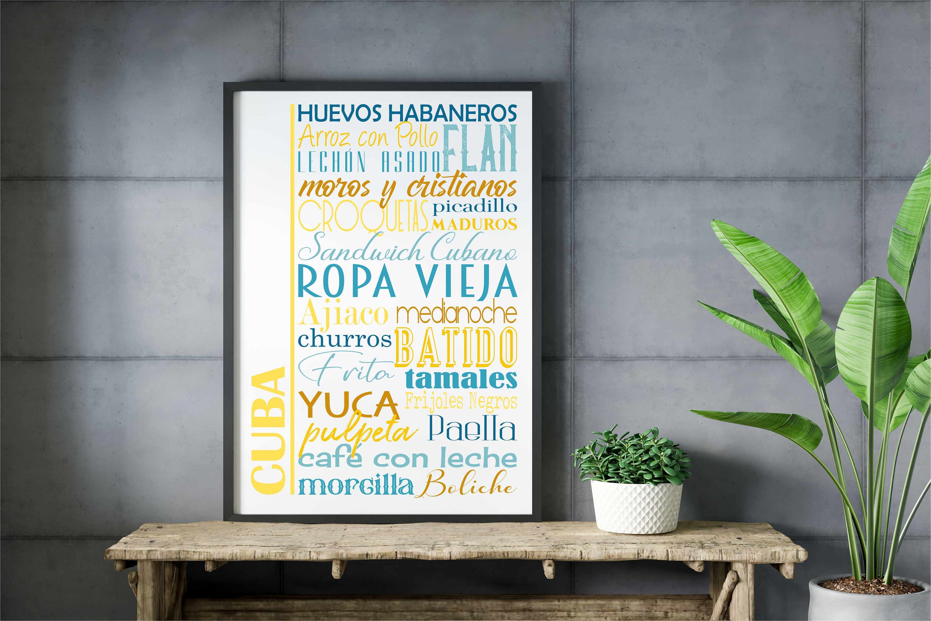 Cuba Food Sign Printable Wall Art Traditional Cuban Dishes Food List ...