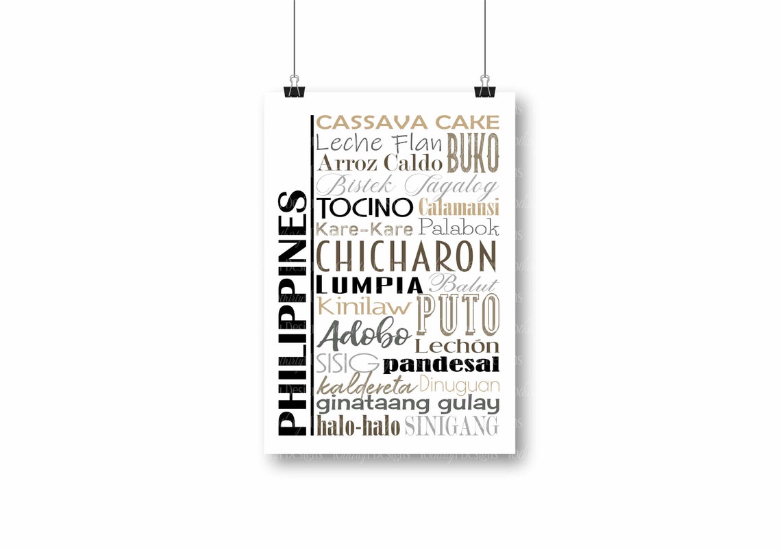 Philippines Food Sign Printable Wall Art Traditional Filipino Dishes ...