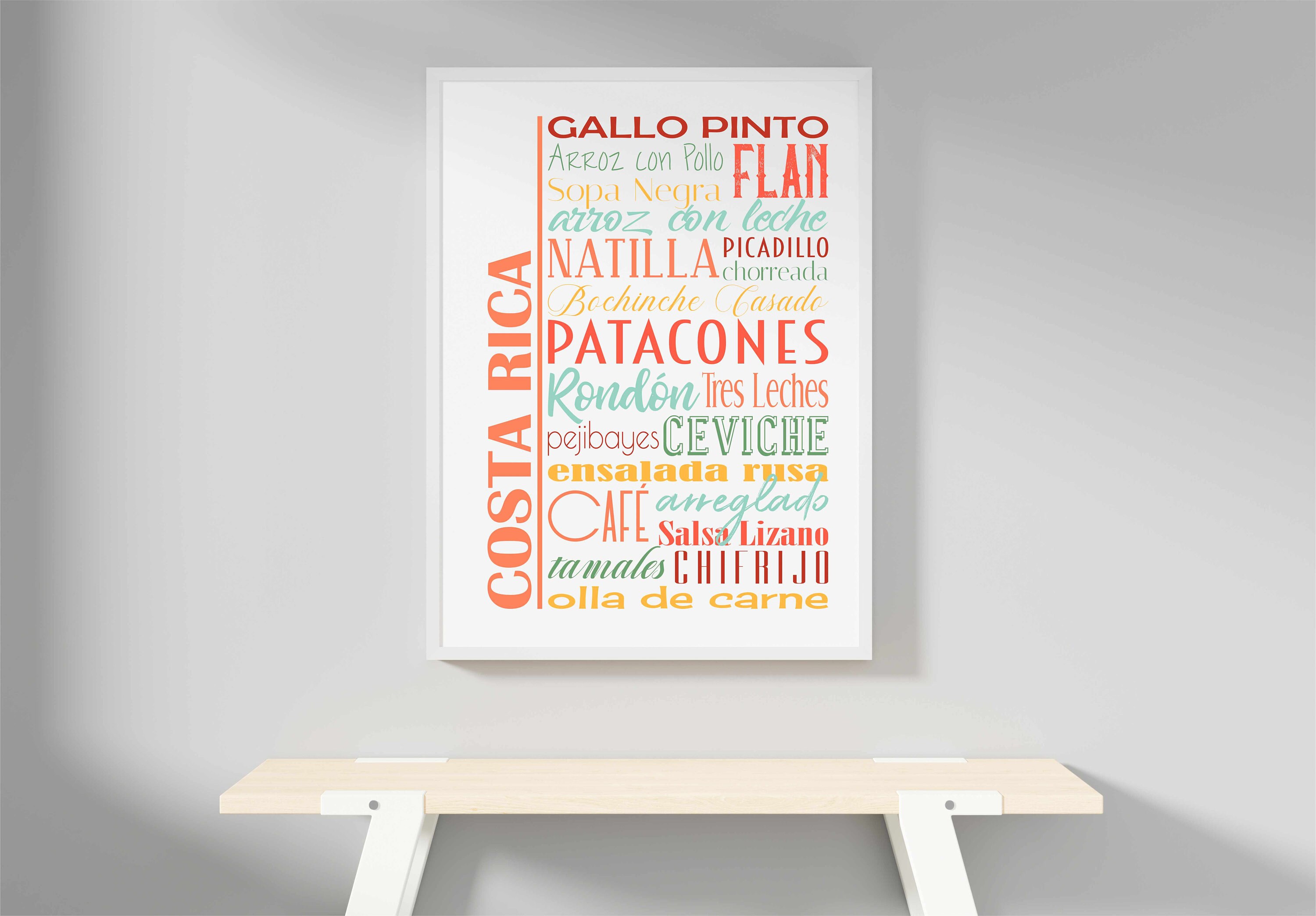 Costa Rica Food Sign Printable Wall Art Traditional Costa Rican Dishes ...