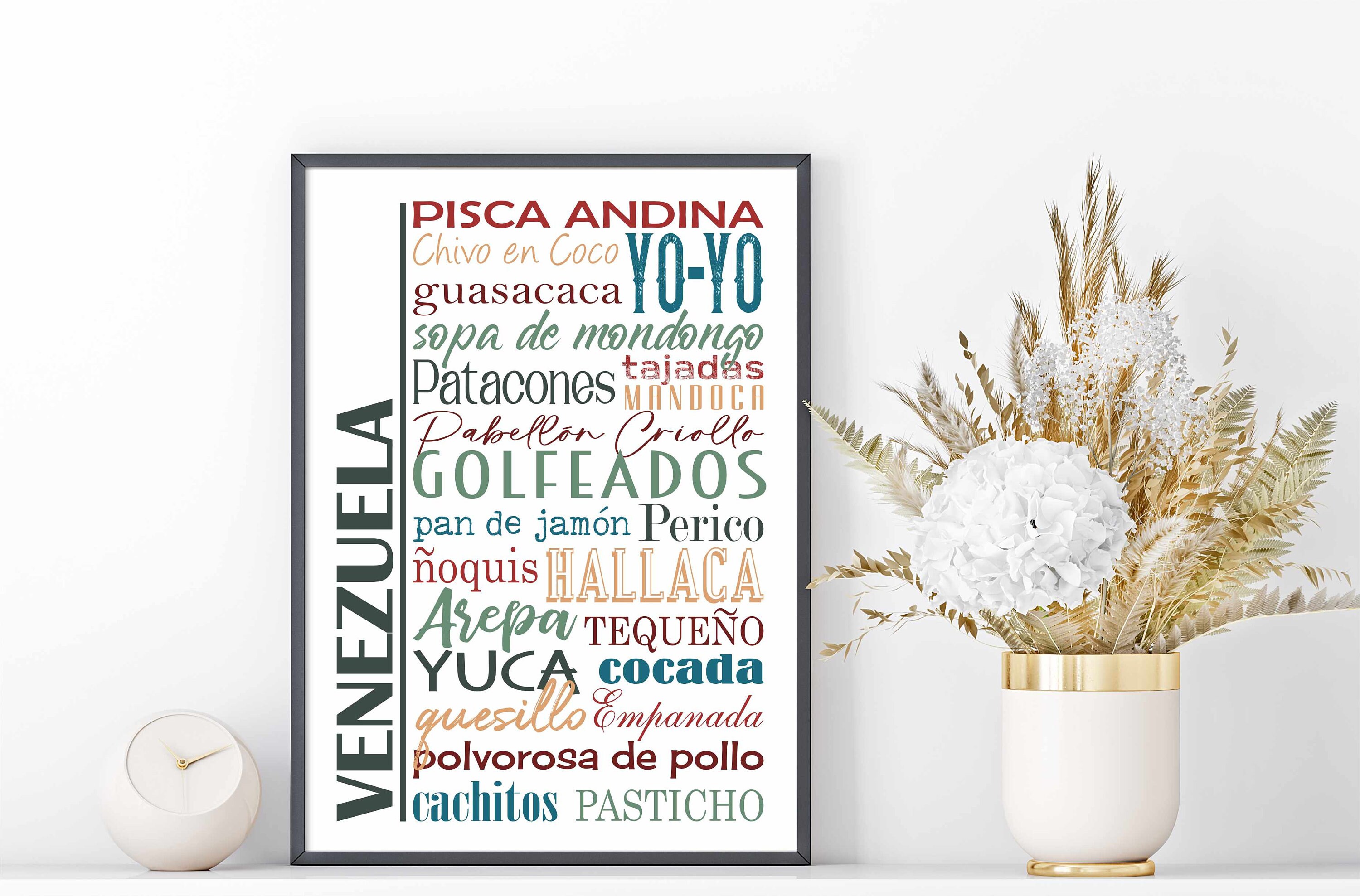 Venezuela Food Sign Printable Wall Art Traditional Venezuelan Dishes ...