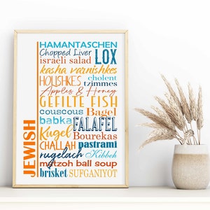 Jewish Food Sign Printable Wall Art Traditional Jewish - Etsy