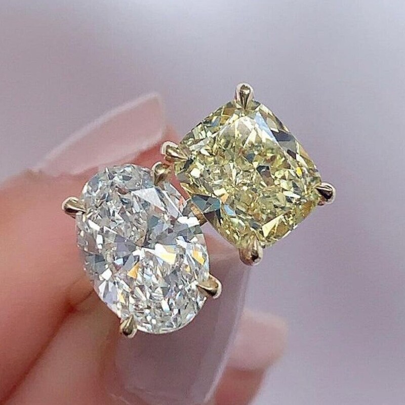 Two Stone Engagement Ring - Etsy