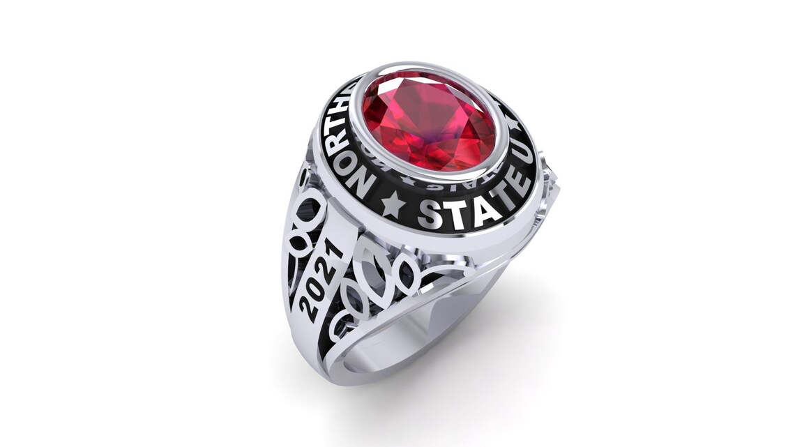 Men's Class Ring Fully Customizable Ring, Sterling Silver Ring, Senior ...
