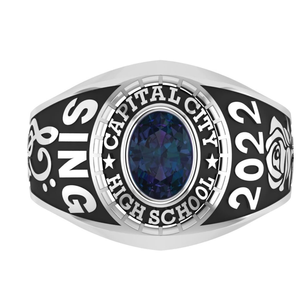 Collection of Fully Personalized Customized Class Rings 925 Sterling ...