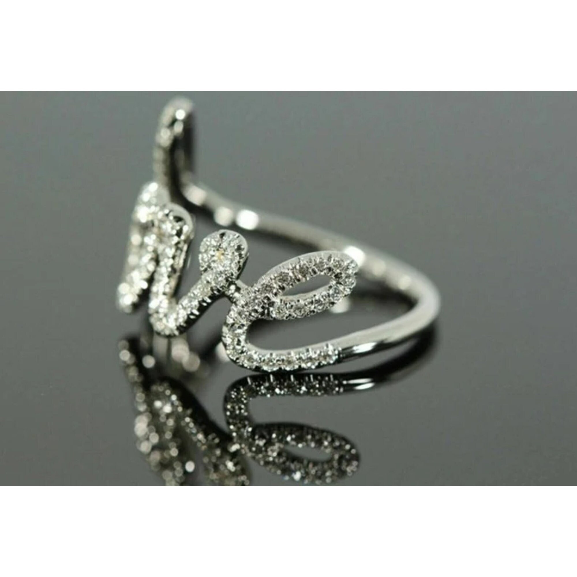 14K Solid Gold Love Stackable Ring, Moissanite Diamond Love Ring ...