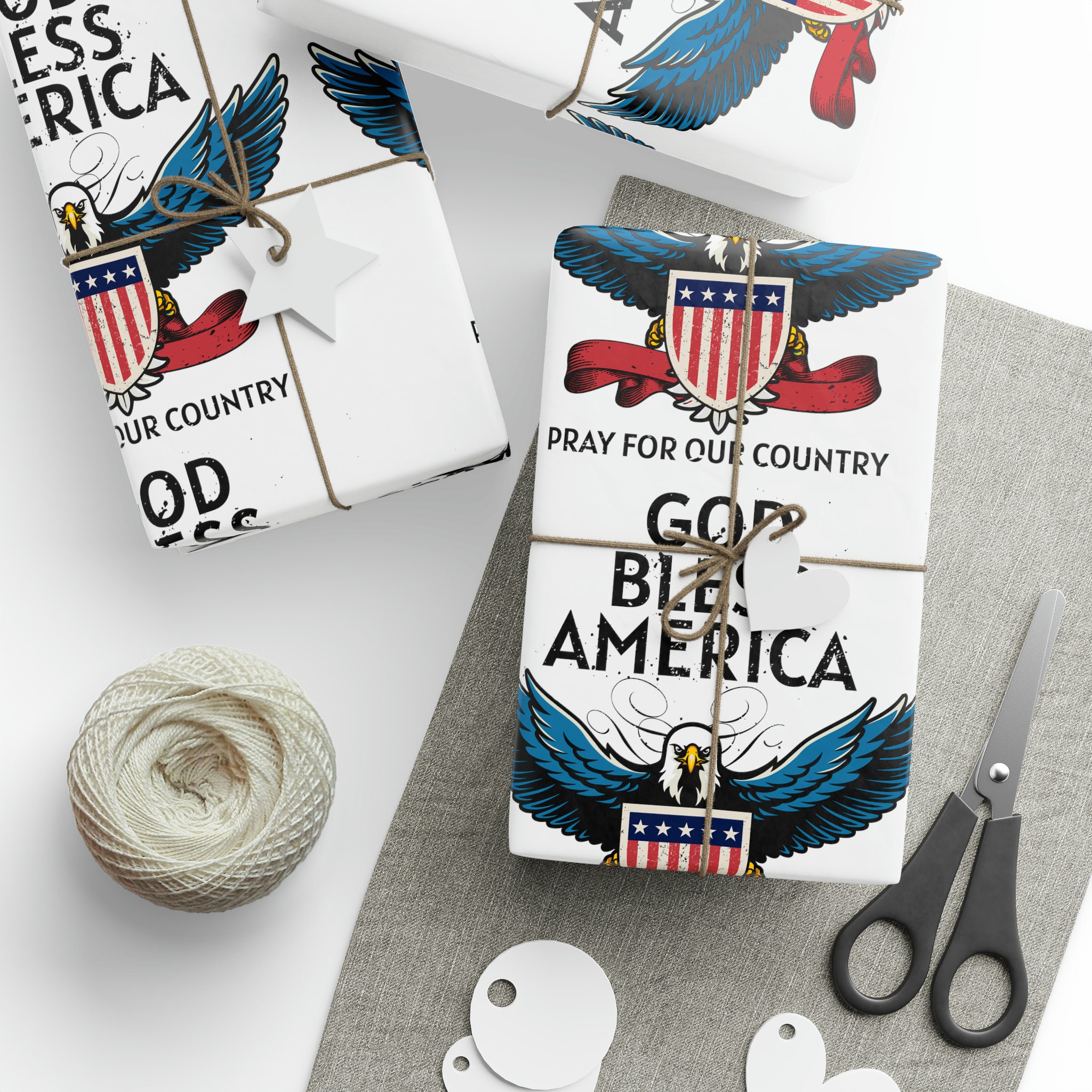 Patriotic Wrapping Paper - God Bless America Eagle Design - Three Sizes ...