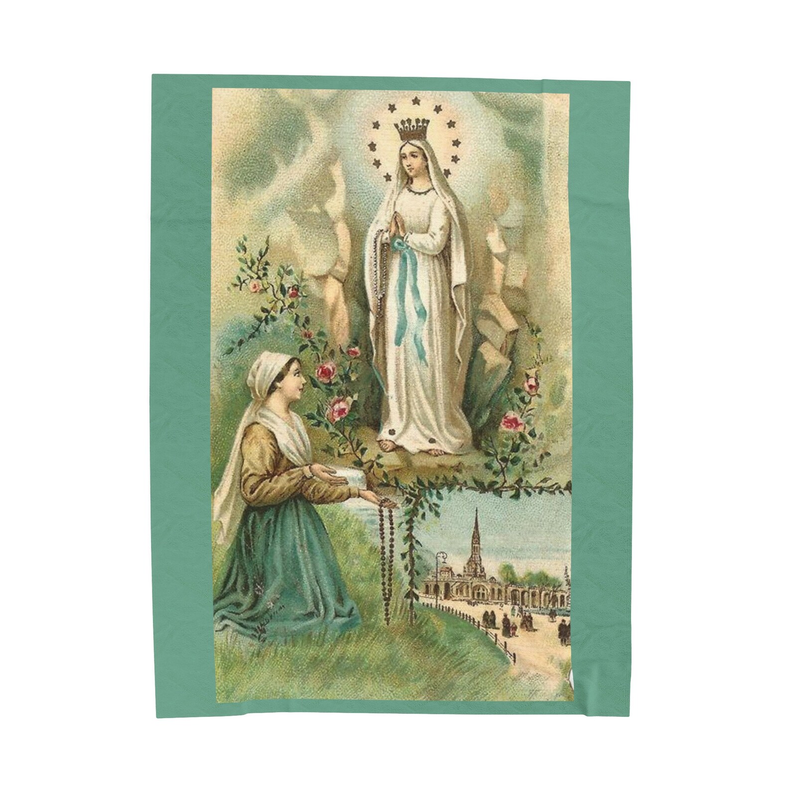 Our Lady of Lourdes Antique Holy Card (USA) Plush Blanket - Etsy