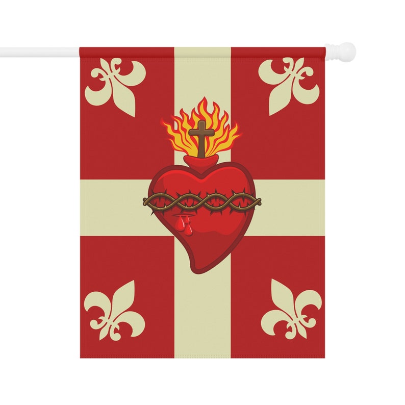 Sacred Heart of Jesus Flag (design 3) Red Background Catholic Christian ...