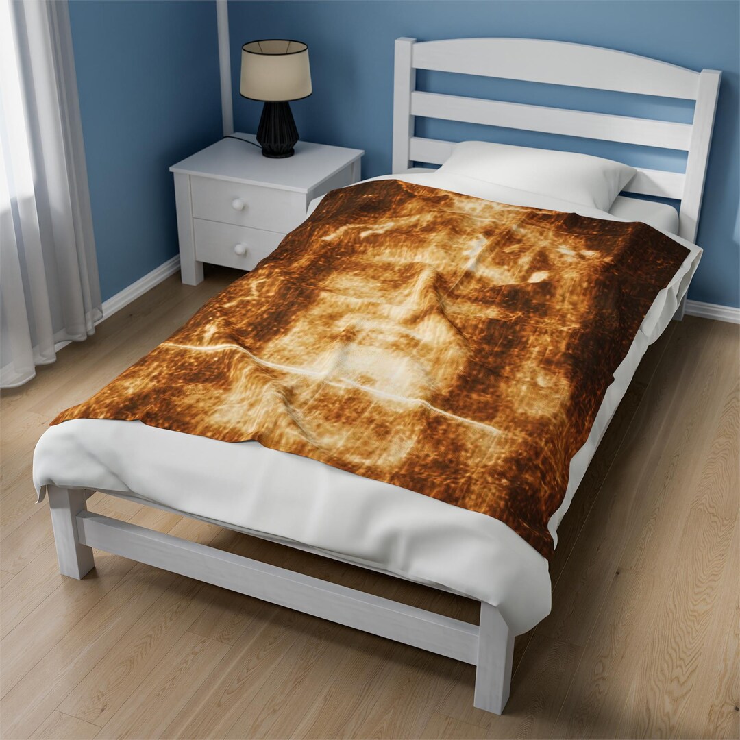 Shroud of Turin Holy Face of Jesus Holy Card (USA) Plush Blanket Dad ...