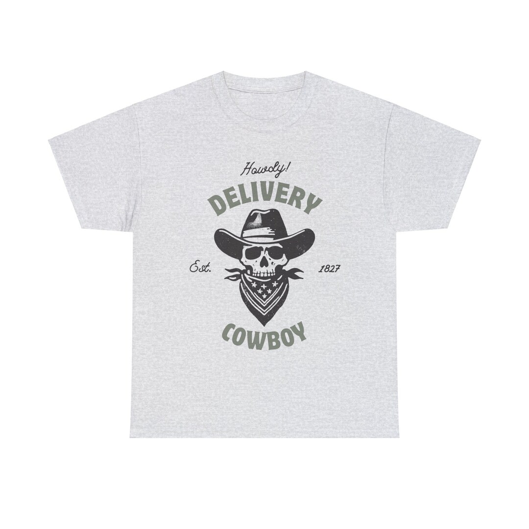 Delivery Cowboy Skull Shirt - Doordash - Spark - Grub Hub - Heavy T ...