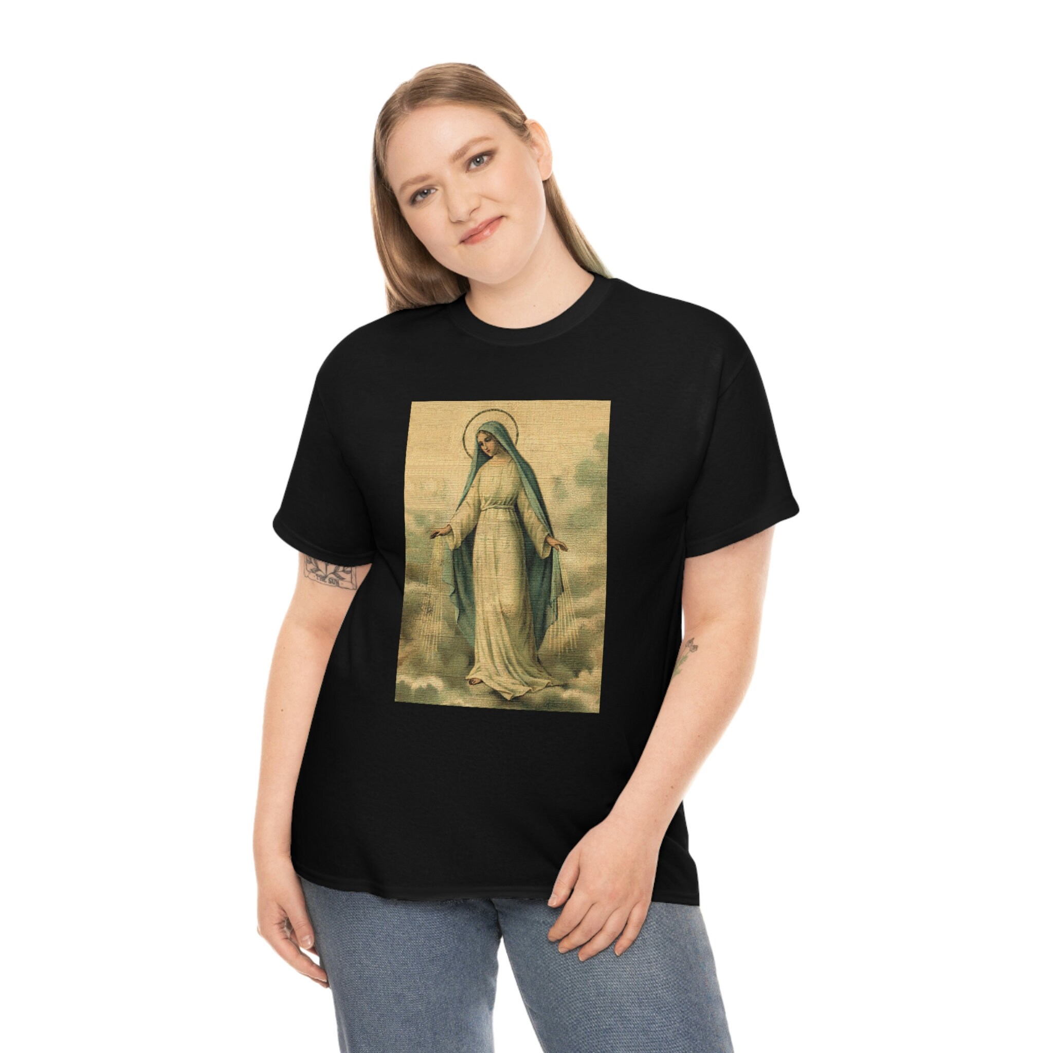 Virgin Mary T-shirt, Antique Holy Card Shirt, Blessed Virgin Mary, Our ...