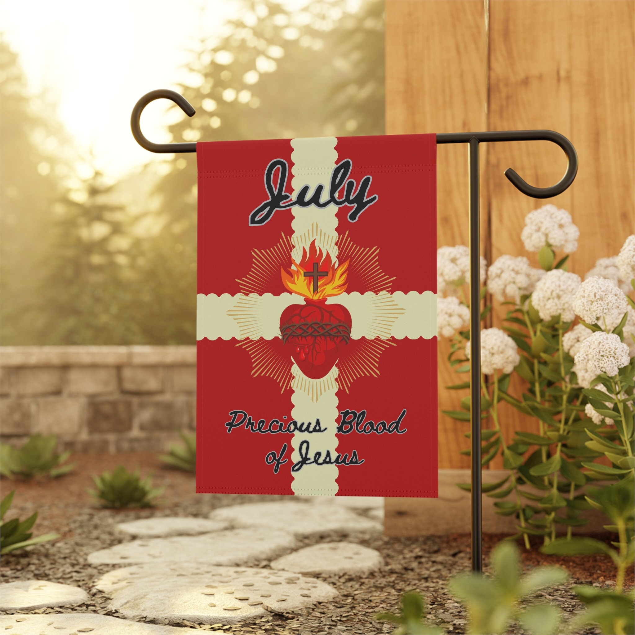 Jesus Precious Blood July Flag Catholic Christian Home and Garden ...