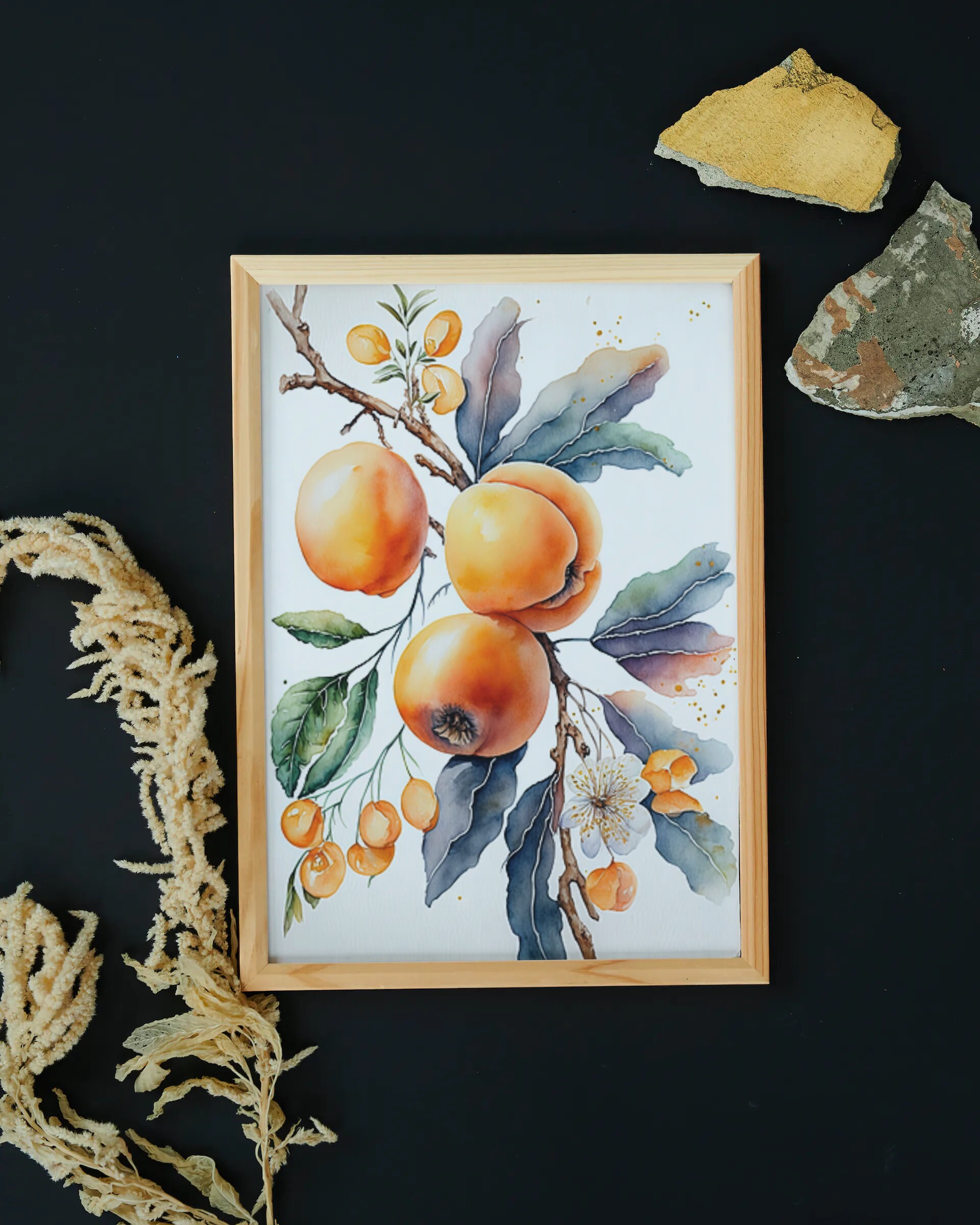 Apricot Watercolor | Digital Print | Wall Art Digital Download - Etsy