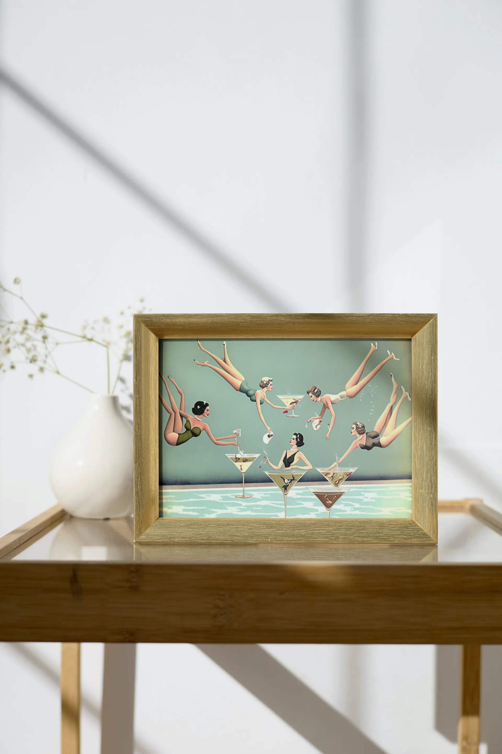 Vintage-inspired Woman Diving Into Martini Glass Digital - Etsy