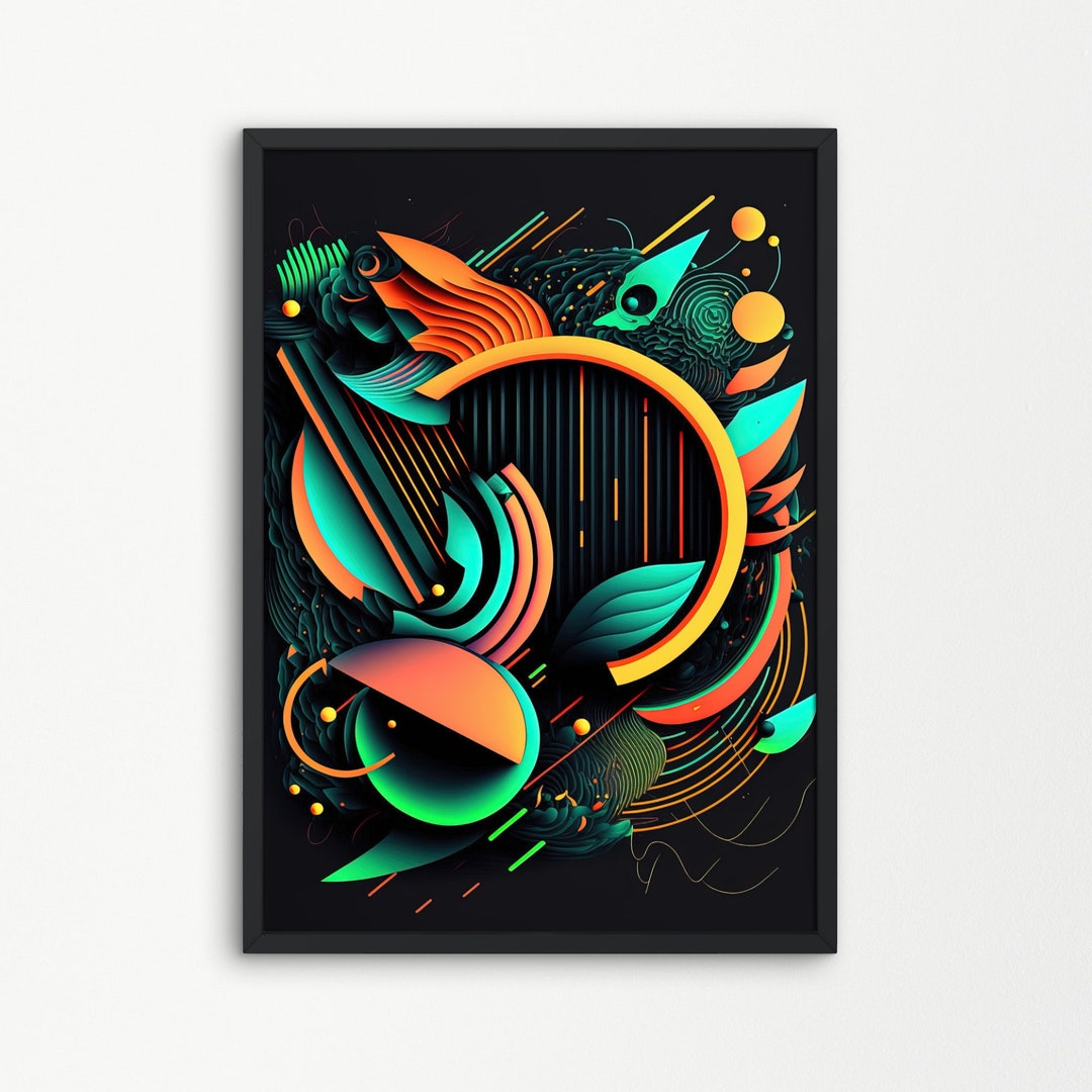 Bright and Bold Abstract Neon Pattern | Digital Print | Wall Art ...
