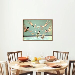 Vintage-inspired Woman Diving Into Martini Glass | Digital Print | Wall ...